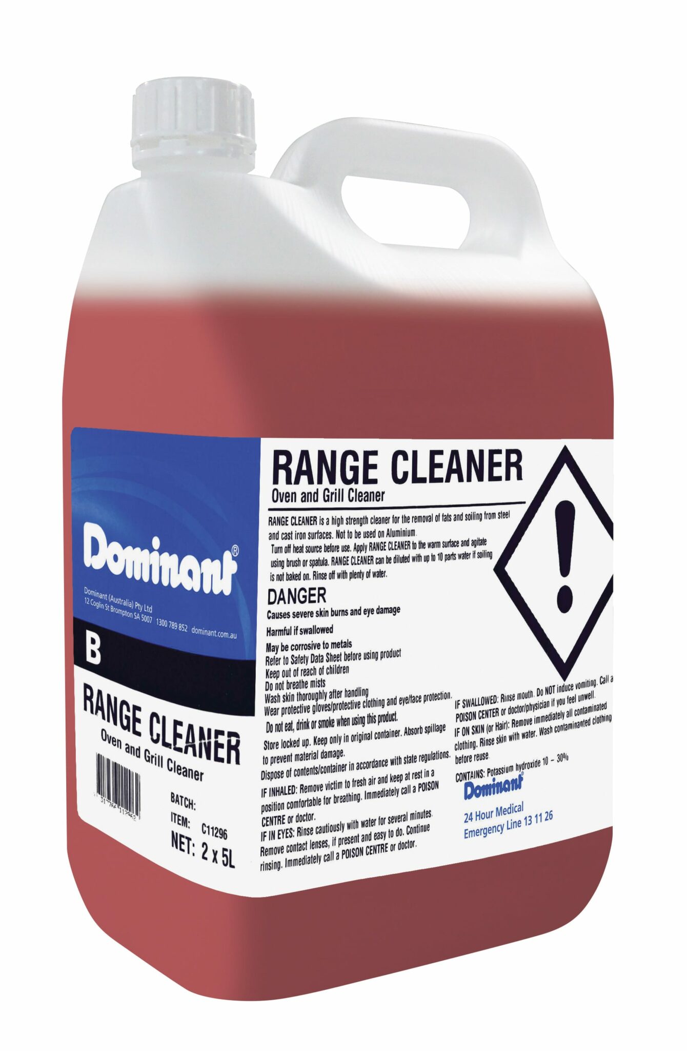 DOM-C11296 Dominant Range Cleaner Caustic Cleaner 5L - Hospitality Lab
